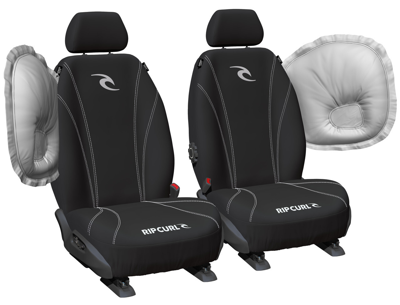 Rip Curl Logo Neoprene Black Custom Car Seat Covers - Made to Order