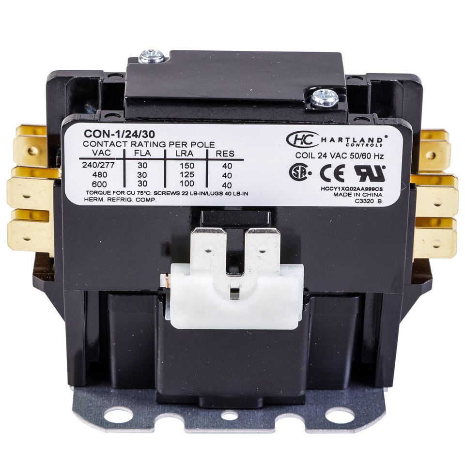 HartlandControls CON-2/24/40, HCCY2XQ04GG999S, 2 Pole 24 Volt 40 Amp ...