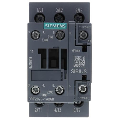 Siemens 3RT2023-1AK60 9A 120V 1No/1Nc Contactor