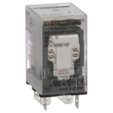 Square D 8501RS42P14V14 24Vac 10Amp Type R Relay