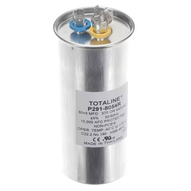 Carrier P291-8054R 80/5 Microfarad, 440 Vac, Round, Run Capacitor