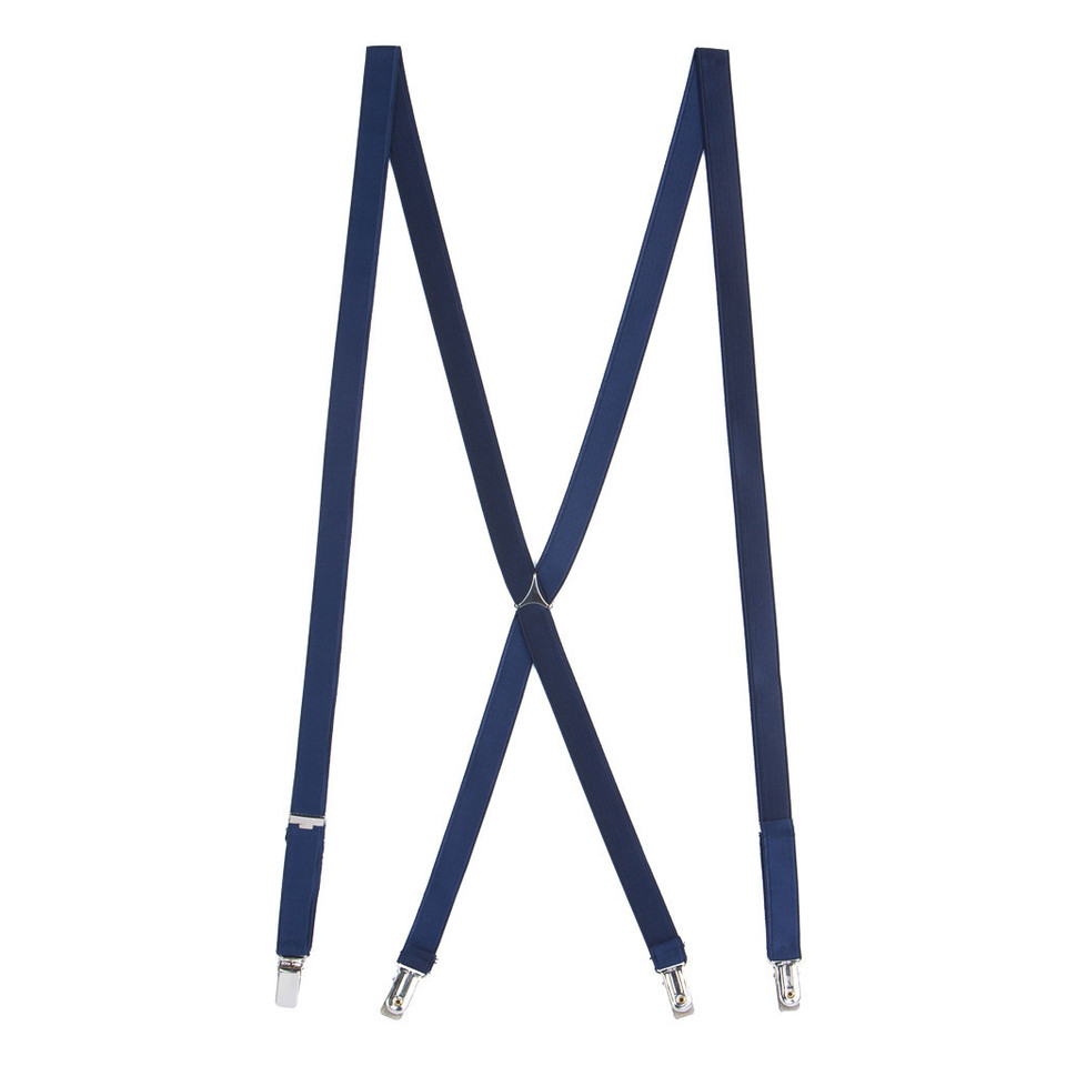 Navy Blue THIN Suspenders - French Satin | SuspenderStore