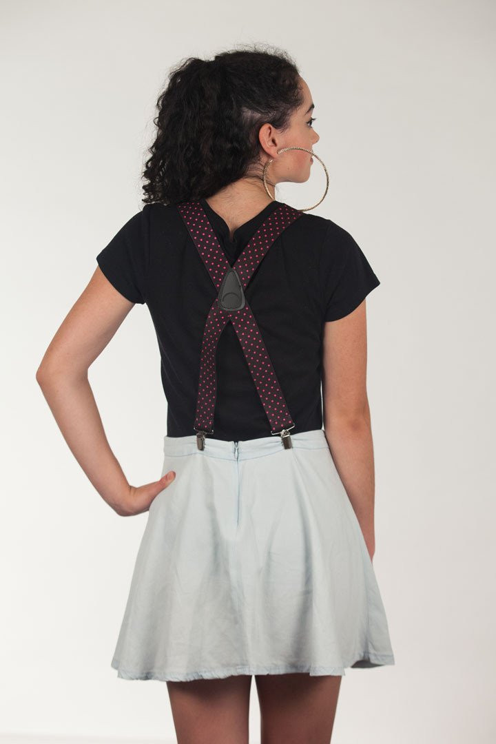 Pink and Black Polka Dot Suspenders| SuspenderStore
