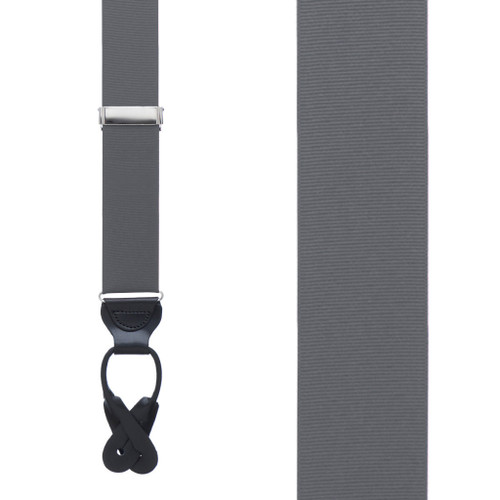 Dark Grey Grosgrain Suspenders- Button | SuspenderStore