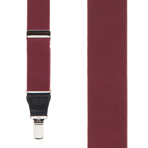 BURGUNDY Suspenders - 1.25 Inch Y-Back Clip | SuspenderStore