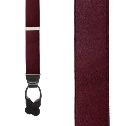 BURGUNDY French Satin Button Suspenders | SuspenderStore