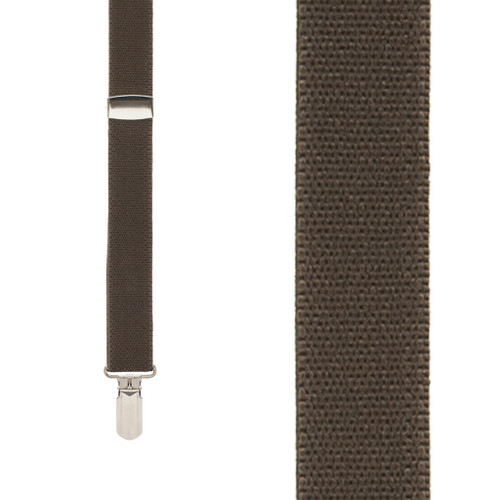 BROWN 1-Inch Small Pin Clip Suspenders | SuspenderStore