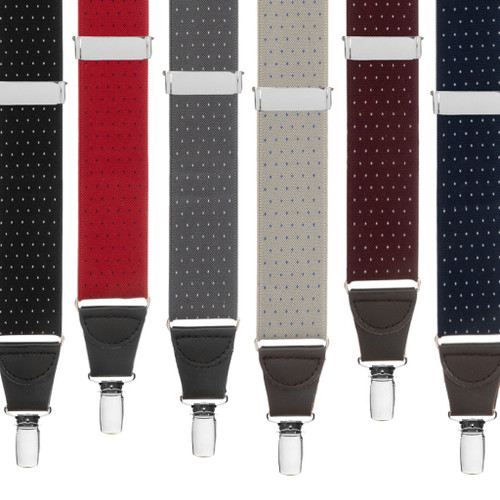 Woven Pin Dot Clip Suspenders for Men | SuspenderStore