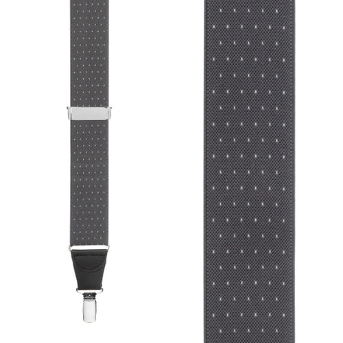 Grey Woven Pin Dot Clip Suspenders for Men | SuspenderStore