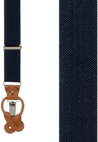Navy Oxford Cloth Suspenders - Convertible | Oxford Kent by SuspenderStore