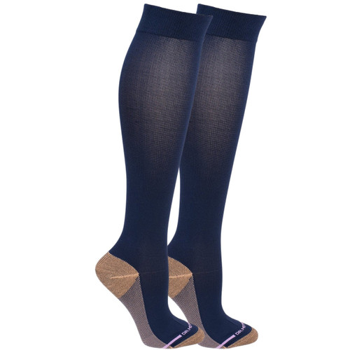 Navy Blue Copper Ion Infused Microfiber Knee-High Compression Socks ...