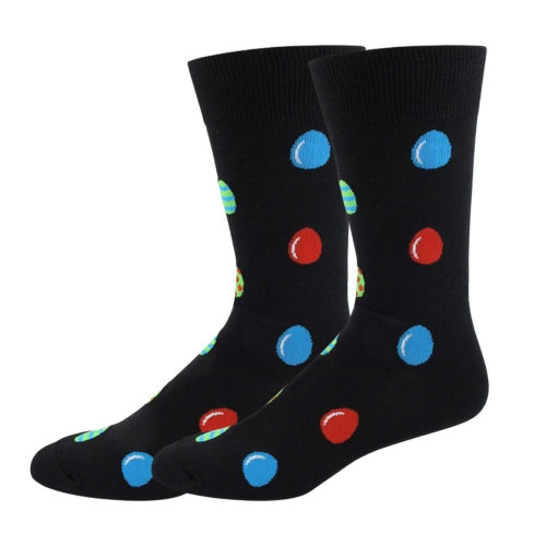 Men's Whimsical Black Crew Socks with Vibrant Easter Egg Delight ...