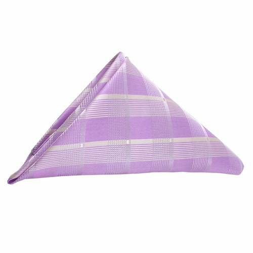 Checkered Pattern Pocket Square Handkerchief Hanky - Lavender White ...