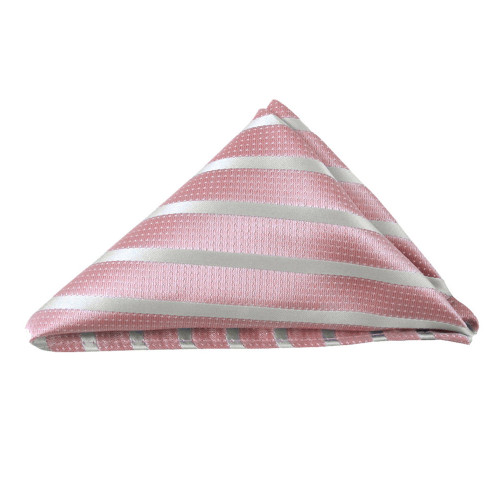 Dotted Stripe Pocket Square Handkerchief Hanky - Pink - Suspender Store