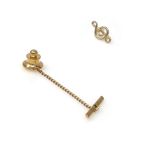 Small G Clef Music Tie Tack - Gold - Suspender Store