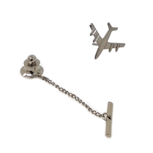 Airplane Aviation Ties Tack - Silver - Suspender Store