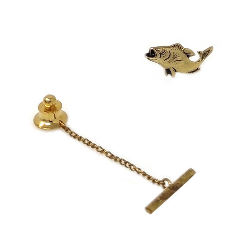 Sea Bass Fish Tie Tack - Gold - Suspender Store