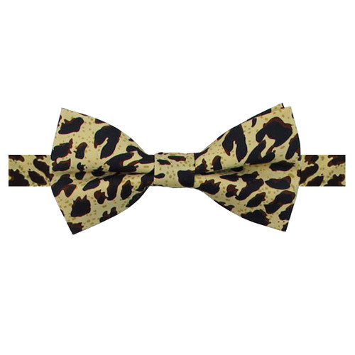 Men's Leopard Animal Print Pre-Tied Adjustable Banded Bow Tie - Brown ...