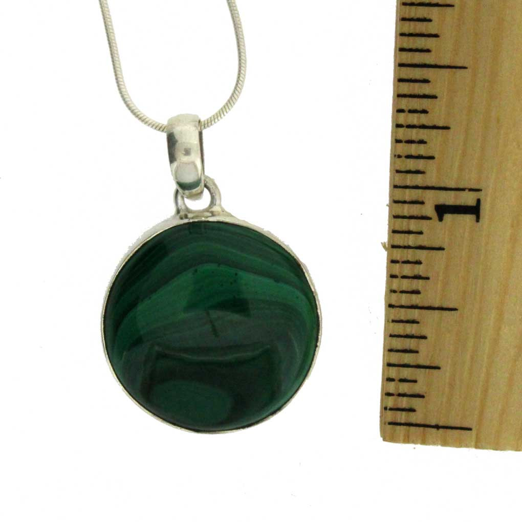 ROUND MALACHITE STERLING SILVER PENDANT | PURPLE LEOPARD BOUTIQUE