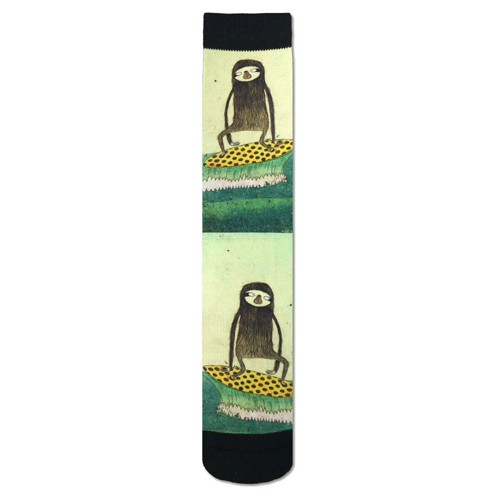 Men's Crew Socks Surfing Sloth Active Footwear - Purple Leopard Boutique