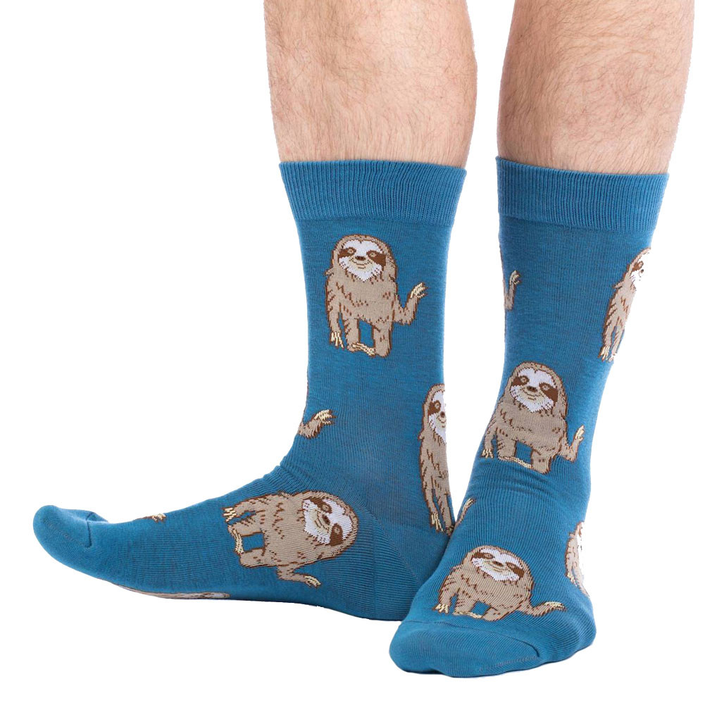 Men's Crew Socks Sloth Three Toed Mammal Blue - Purple Leopard Boutique
