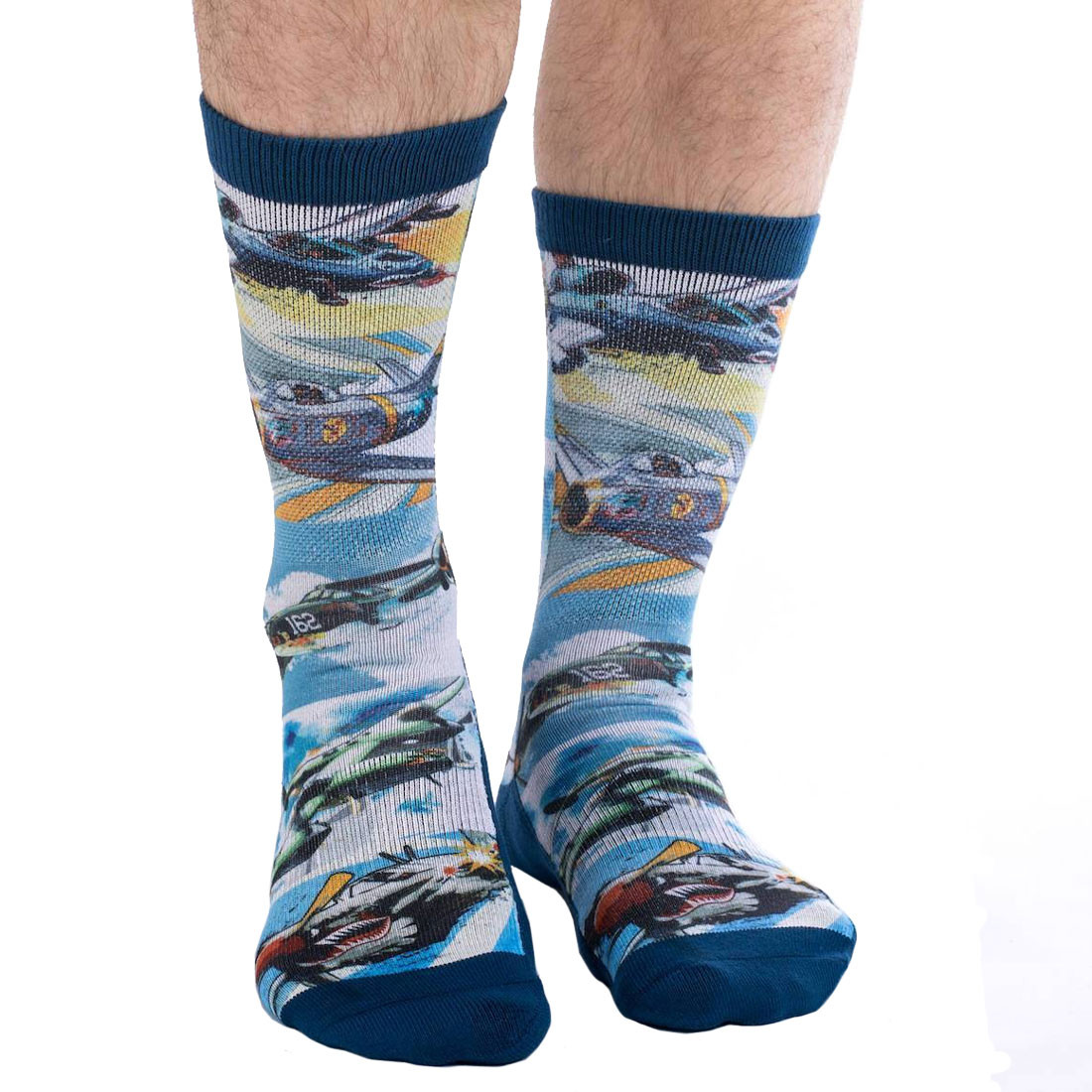 Men's Crew Socks Fighter Jet Airplanes - Purple Leopard Boutique