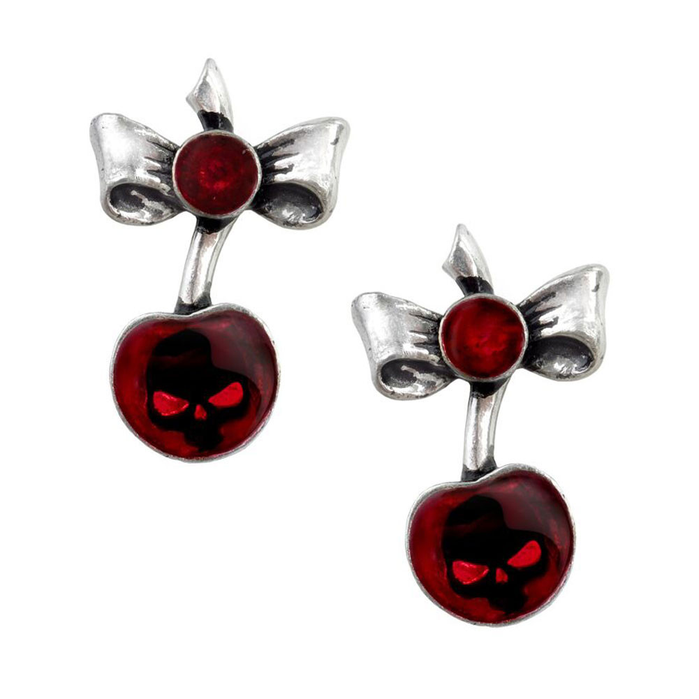GOTHIC CHERRY SKULL EARRINGS | PURPLE LEOPARD BOUTIQUE
