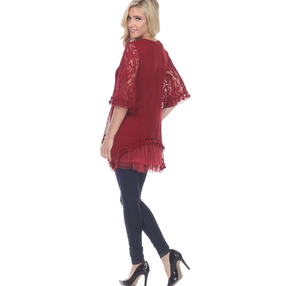 PRETTY ANGLE RED LACE TUNIC TOP | PURPLE LEOPARD BOUTIQUE