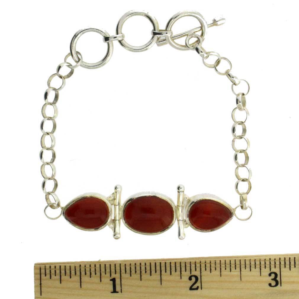 Rust Carnelian Sterling Silver Bracelet Gemstone Jewelry Toggle Clasp ...