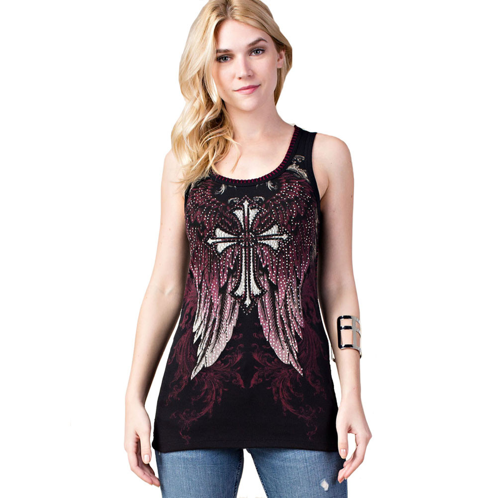 VOCAL APPAREL CROSS WINGS TOP | PURPLE LEOPARD BOUTIQUE