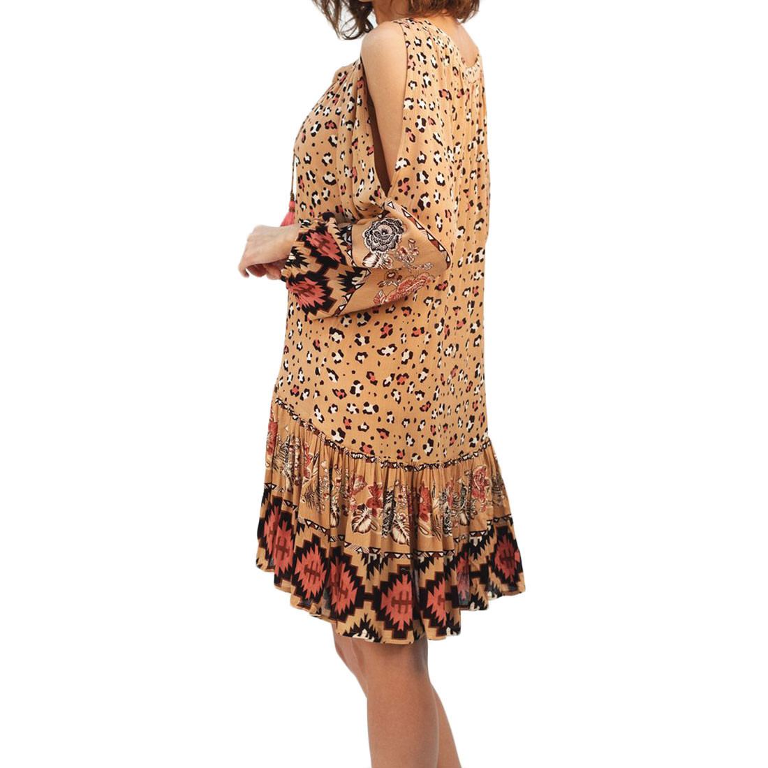 WOMEN'S BOHO MINI LEOPARD PRINT NALA DRESS | PURPLE LEOPARD BOUTIQUE