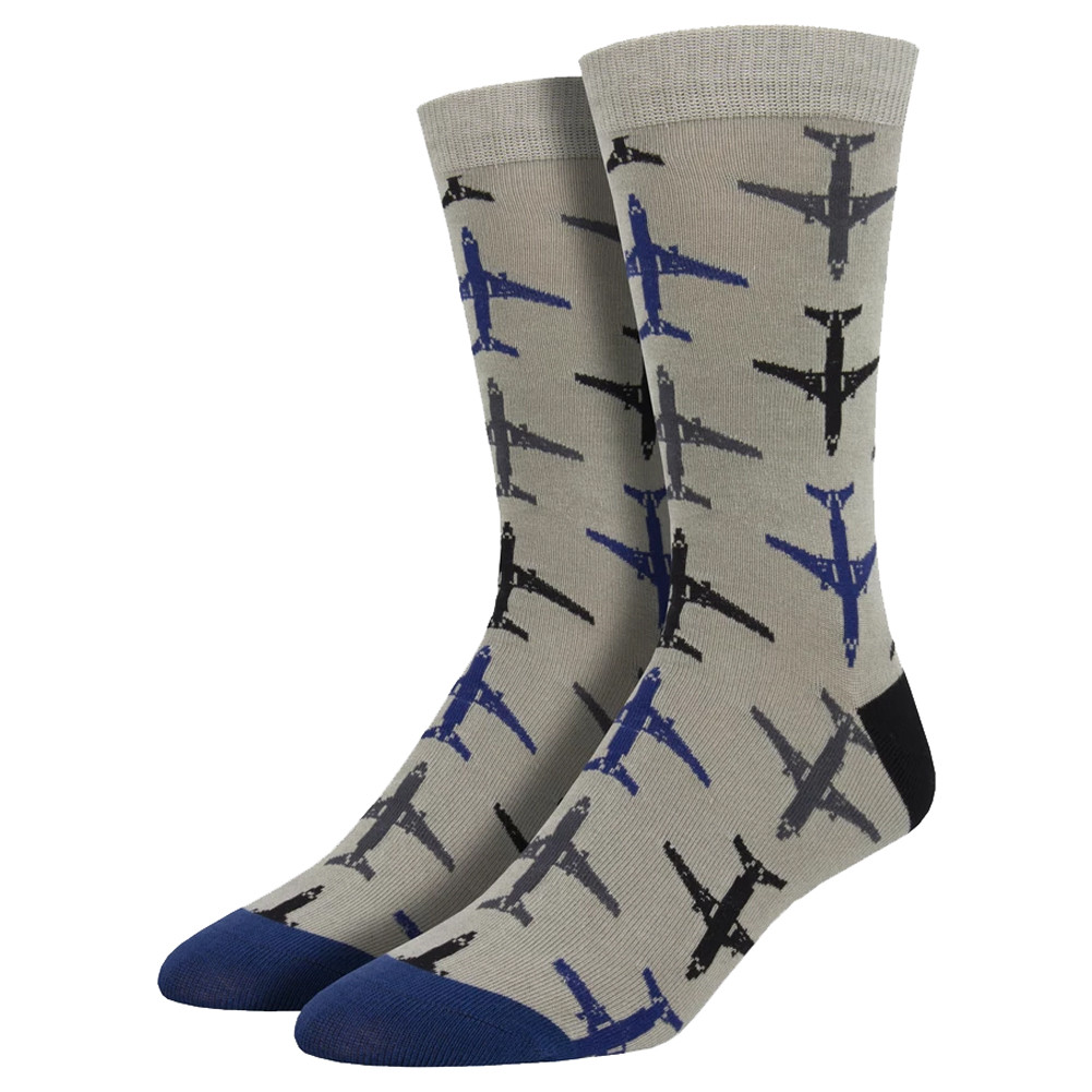 Men's Crew Socks Fighter Jet Airplanes - Purple Leopard Boutique