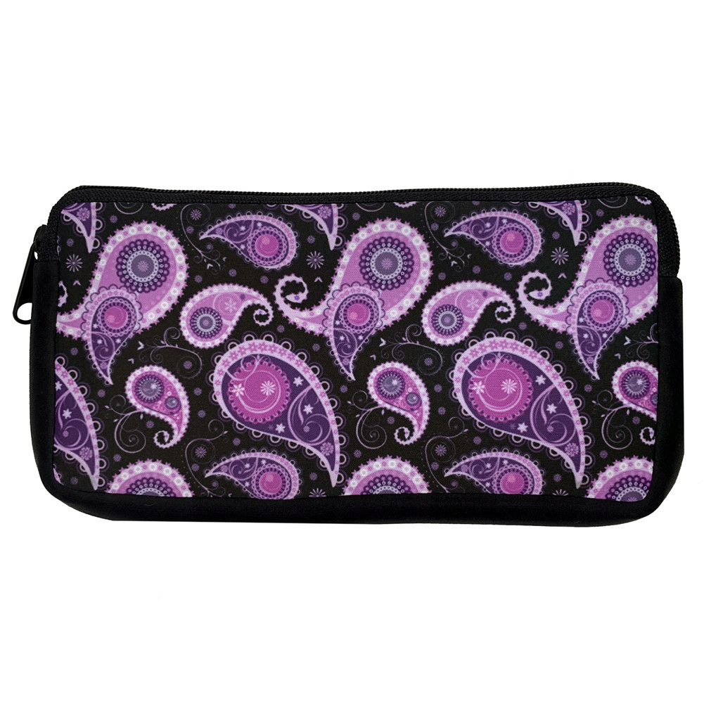 PURPLE PAISLEY COSMETIC MAKEUP BAG | PURPLE LEOPARD BOUTIQUE
