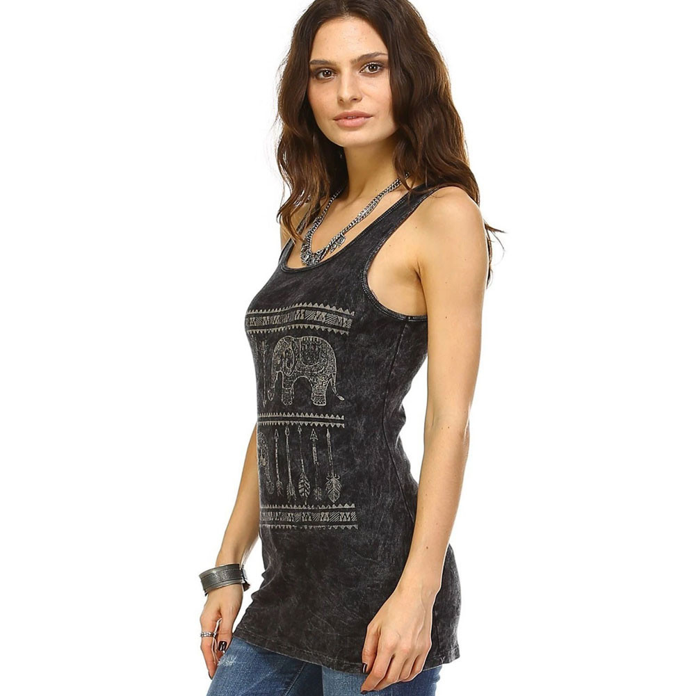 ELEPHANT PRINT RIBBED TANK TOP | PURPLE LEOPARD BOUTIQUE