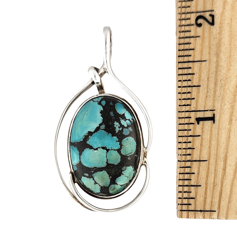 BEAUTIFUL LARGE BLUE TURQUOISE SILVER PENDANT | PURPLE LEOPARD BOUTIQUE