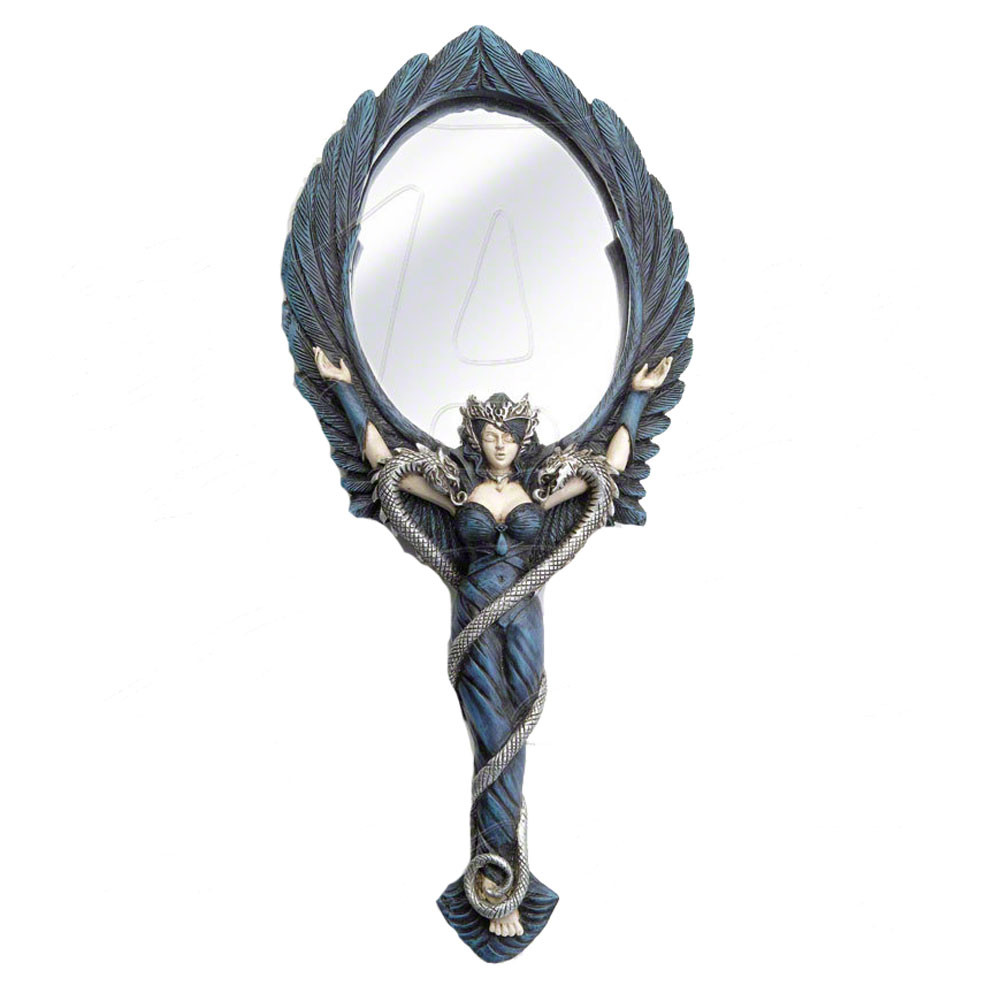 Black Angel Hand Mirror by Alchemy Gothic V10 - Purple Leopard Boutique