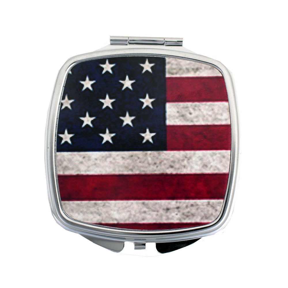 American Flag Stars and Stripes Square Metal Compact Mirror - Purple ...