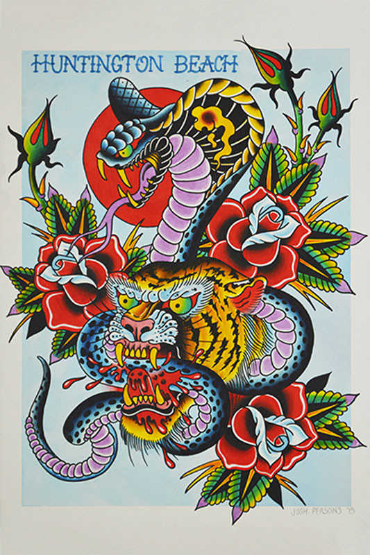 Cobra Tiger by Josh Persons Traditional Style Fine Art Print - Purple ...