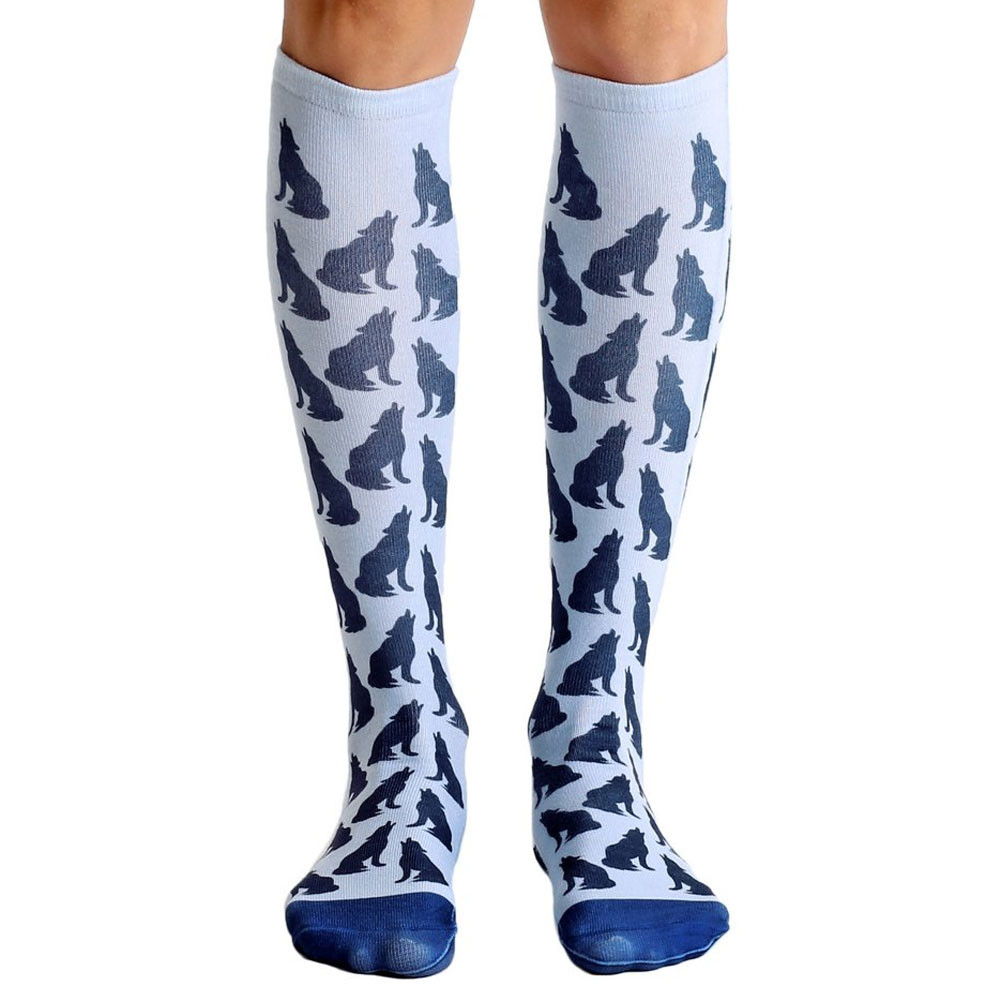 Unisex Men's or Women's Knee High Socks Howling Wolf - Purple Leopard ...