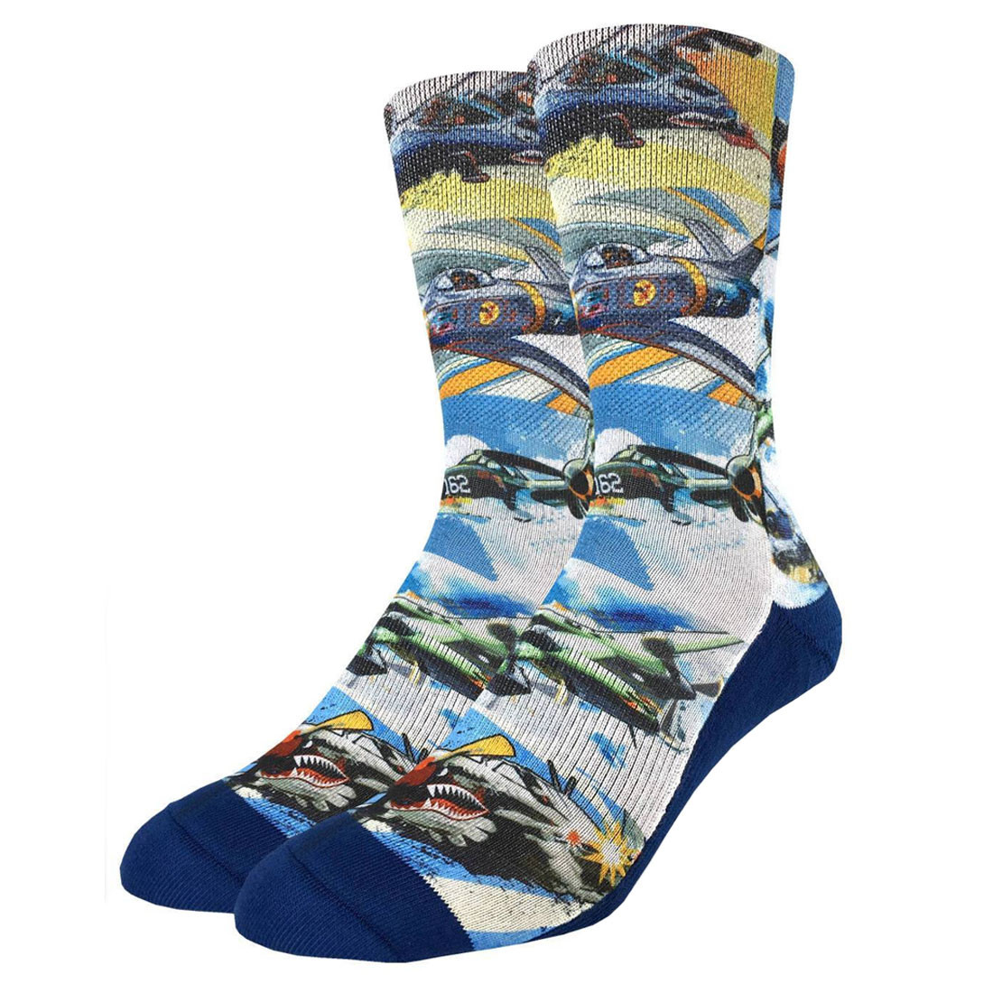 Men's Crew Socks Fighter Jet Airplanes - Purple Leopard Boutique