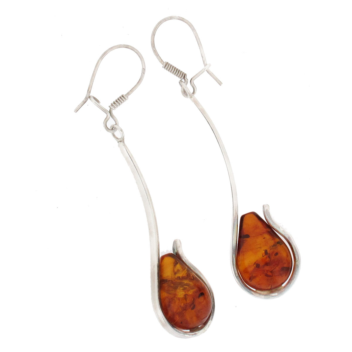 Amber Flower Dangle Earrings Sterling Silver - Purple Leopard Boutique