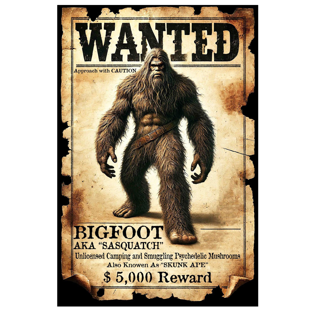 BIGFOOT WANTED POSTER ART PRINT | PURPLE LEOPARD BOUTIQUE