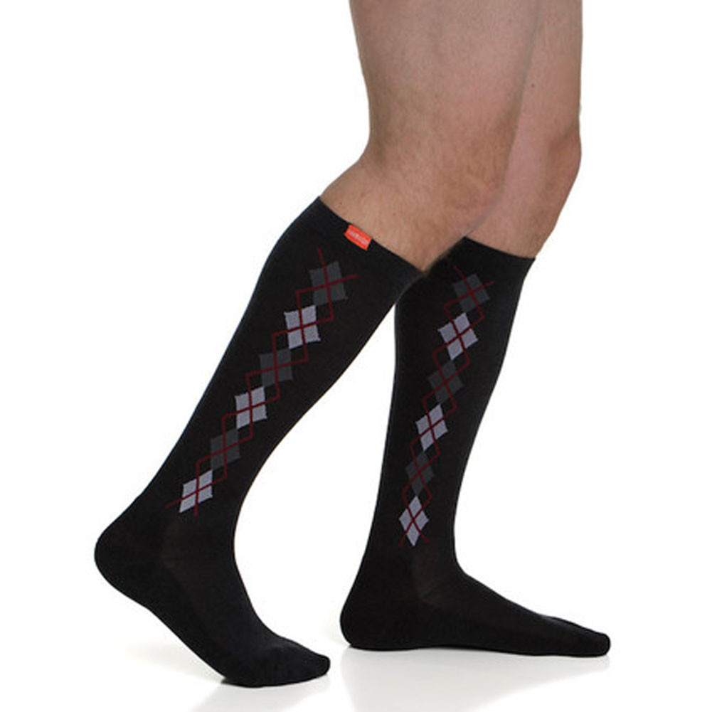 Men's Wool Knee High Compression Socks Argyle - Purple Leopard Boutique