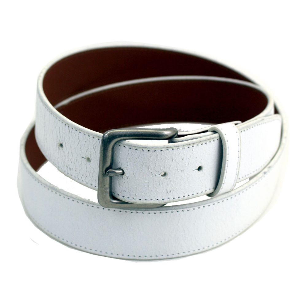 1 1/2" Wide White Leather Belt with Black Grommets and Buckle - Purple ...