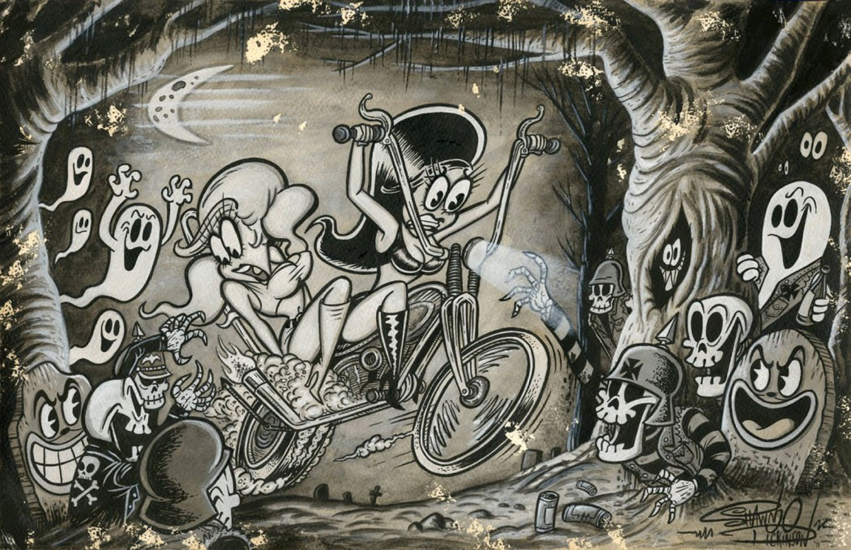 Bone Mobile by Shawn Dickinson Canvas Giclee Tattoo Art Print Hot Rod ...