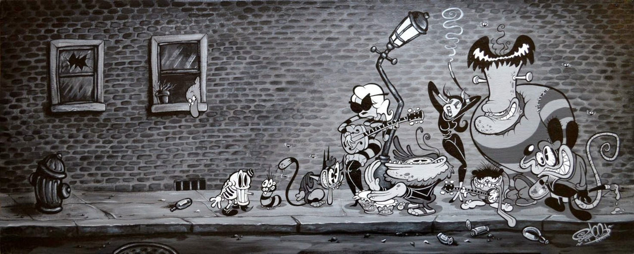 Bone Mobile by Shawn Dickinson Canvas Giclee Tattoo Art Print Hot Rod ...