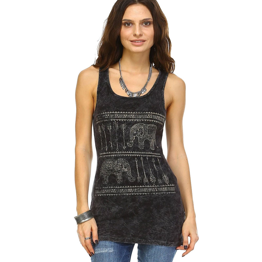 ELEPHANT PRINT RIBBED TANK TOP | PURPLE LEOPARD BOUTIQUE