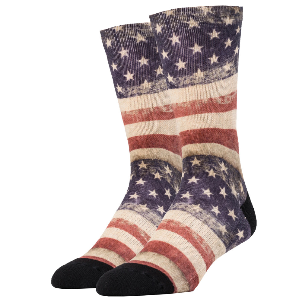 Men's Crew Socks USA American Flag Vintage Blue - Purple Leopard Boutique