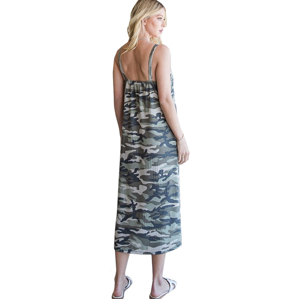 ARMY CAMO PRINT KNIT MIDI DRESS| PURPLE LEOPARD BOUTIQUE