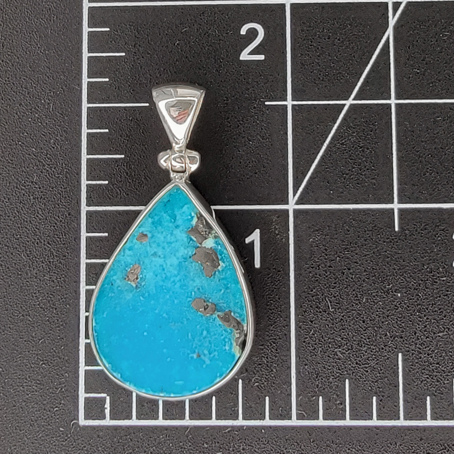 BEAUTIFUL LARGE BLUE TURQUOISE SILVER PENDANT | PURPLE LEOPARD BOUTIQUE